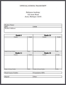 Printable Free School Transcript Templates | teachers Resources