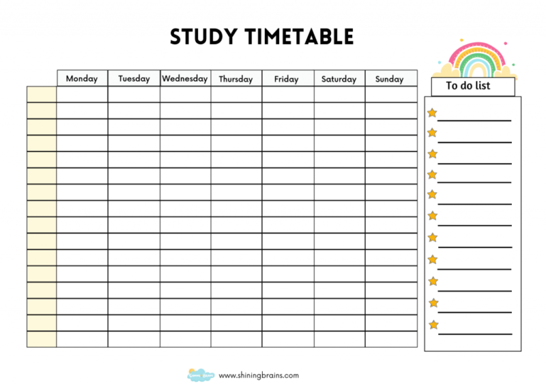 study-timetable-example-template | teachers Resources