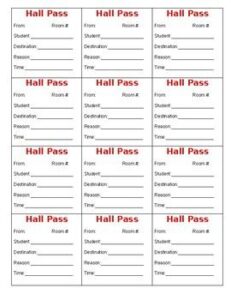 Student Hall Passes | teachers Resources